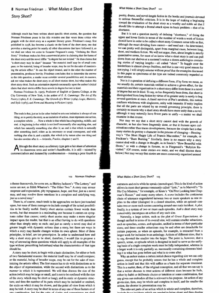 Friedman - What Makes A Short Story Short | PDF