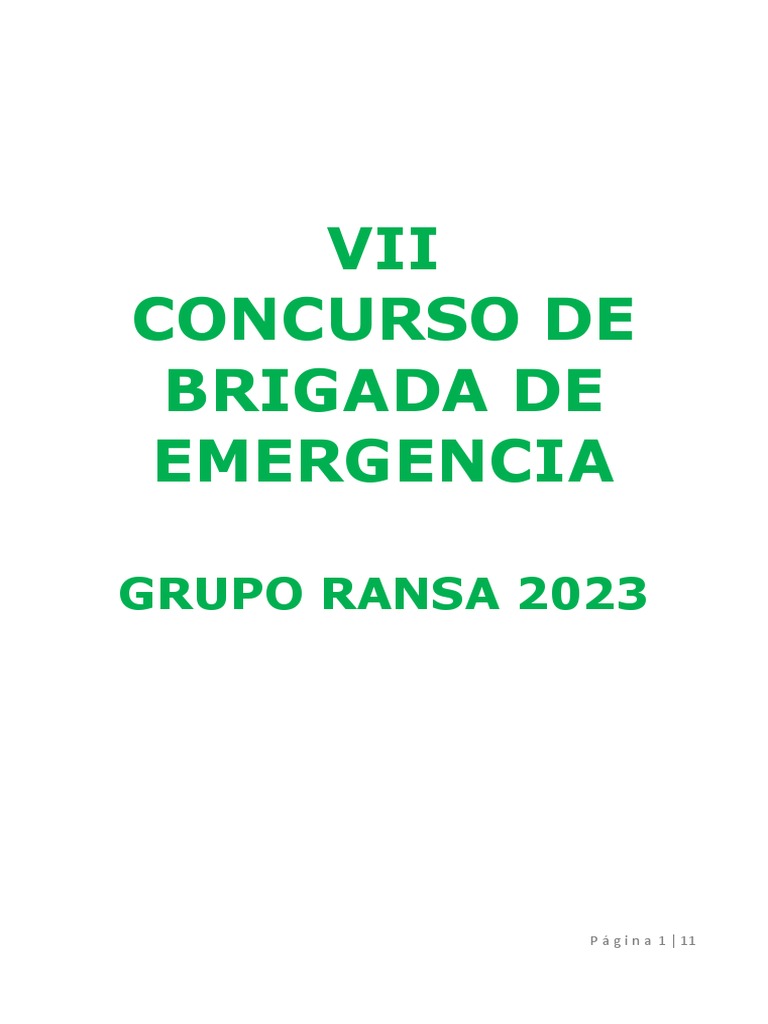 VII CONCURSO DE BRIGADA DE EMERGENCIA 2023 - Final | PDF | La seguridad