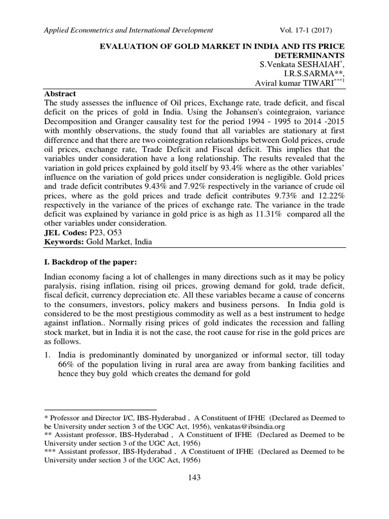 Analysis On Gold Report | PDF | Inflation | Vector Autoregression