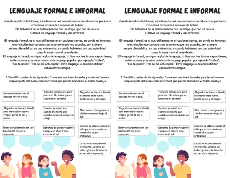 Ficha Lenguaje Formal e Informal | PDF