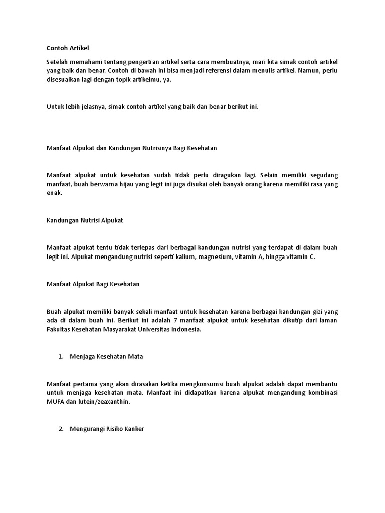 Contoh Artikel | PDF | Kesehatan Holistik