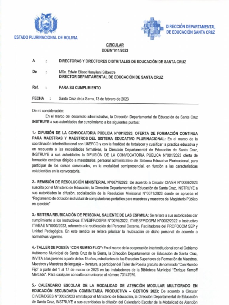 Circular Dde-N°011-2023 | PDF