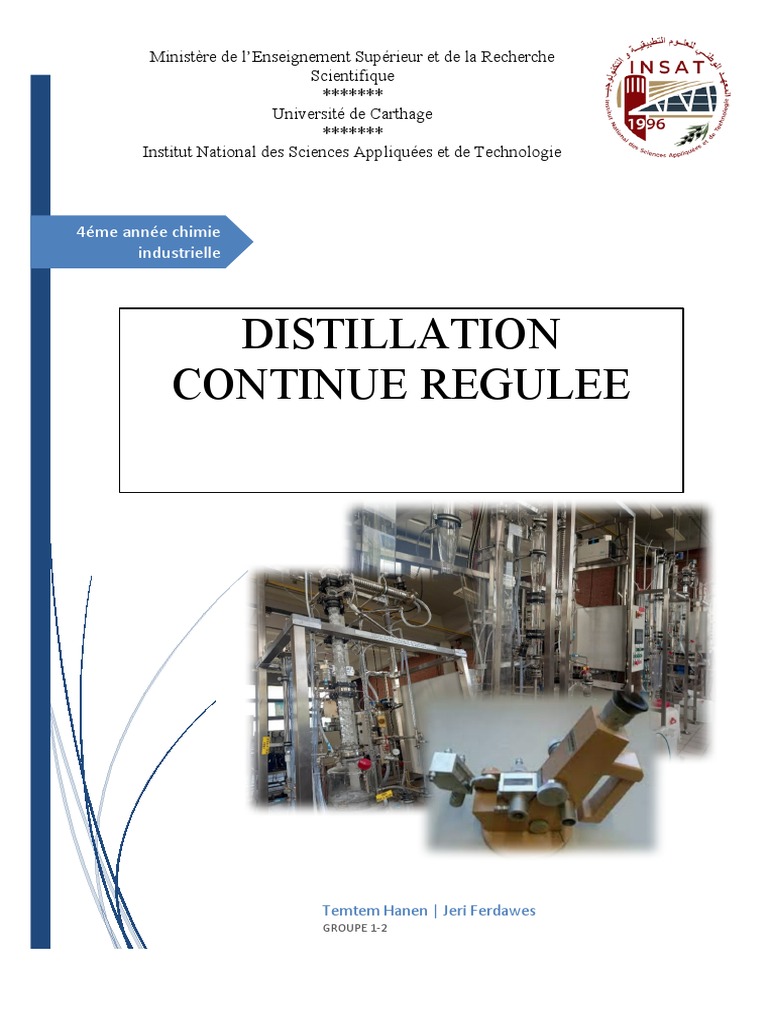 Distillation Continue Regulee | PDF | Soupape | Distillation