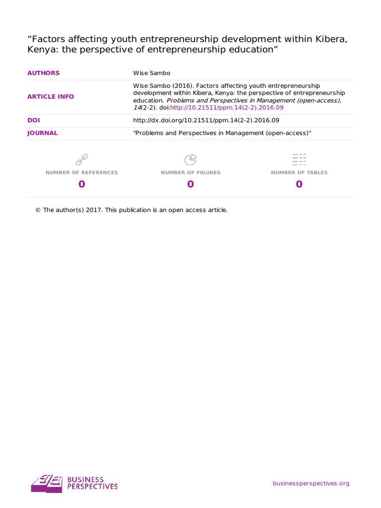 Factors Affecting Youth Entrepreneurship Developme | PDF ...