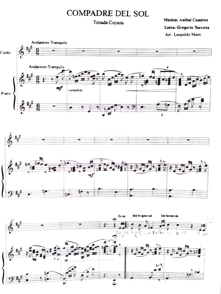 Compadre Del Sol (Canto y Piano) | PDF