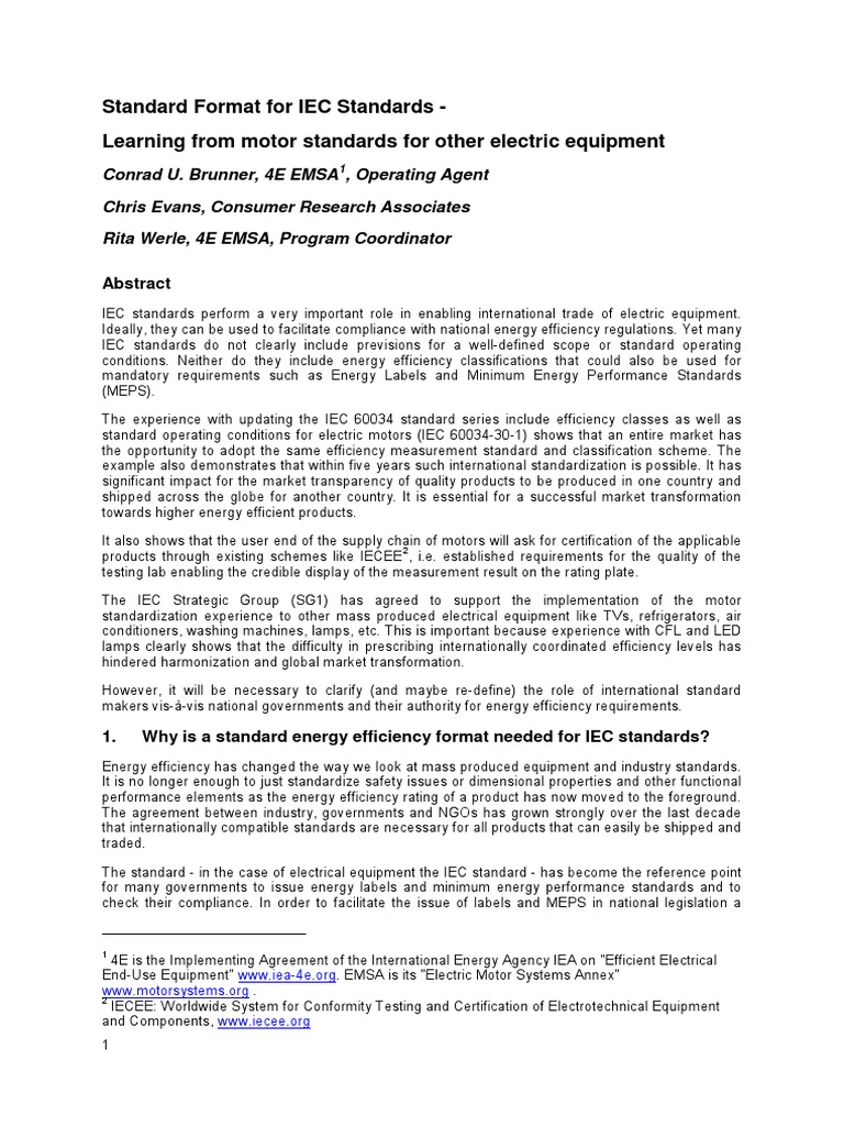 IEC Motor Standard | PDF | Electric Motor | International Electrotechnical Commission