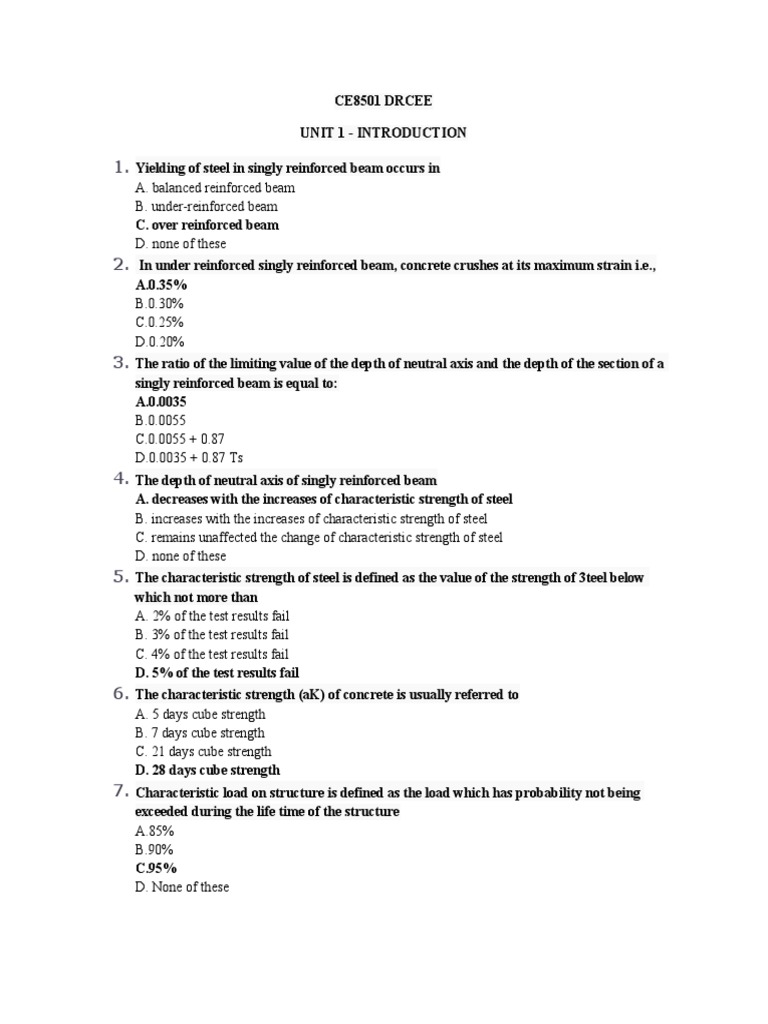 DRC Unit-1 | PDF | Beam (Structure) | Concrete