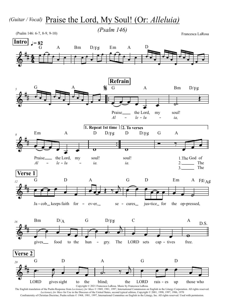 Psalm 146 Praise The Lord My Soul - Guitar Vocal | PDF | Worship ...