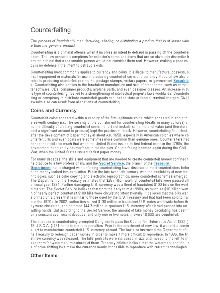 Counterfeiting | PDF | Counterfeit | Trademark
