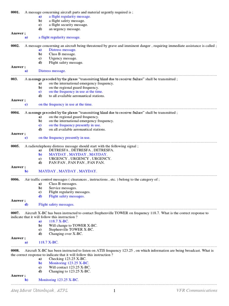 VFR Communications | PDF | Transponder (Aeronautics) | Air Traffic Control