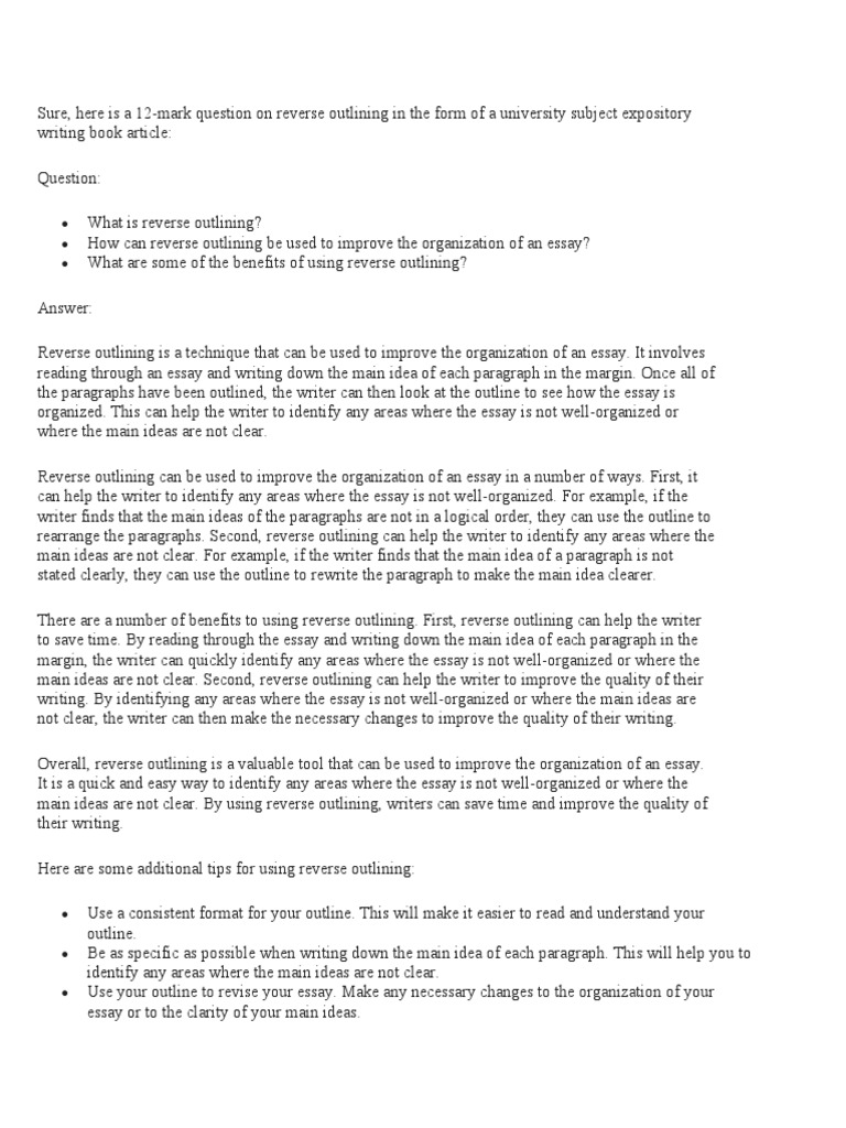 Reverse Outlining | Download Free PDF | Essays | Writing