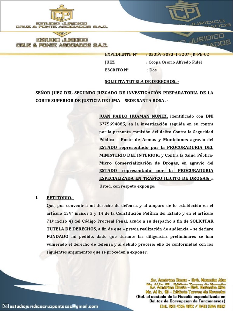 TUTELA DE DERECHOS, LIMA - Expe. 03359-2023-1-3207-JR-PE-02 | PDF