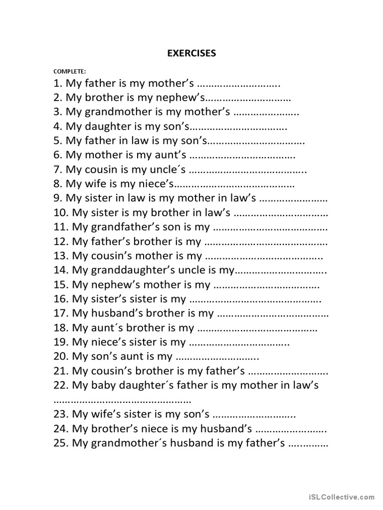 C1 Family and Possessives | PDF