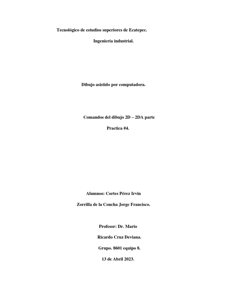 Practica 4 - Comandos Del Dibujo 2D - Segunda Parte_100609 (1) | PDF ...