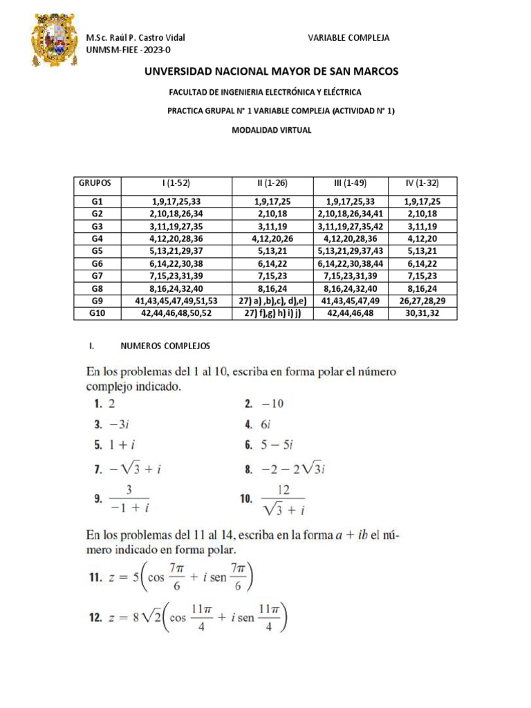 Actividad Grupal #1 Variable Compleja | PDF | Número complejo | Triángulo