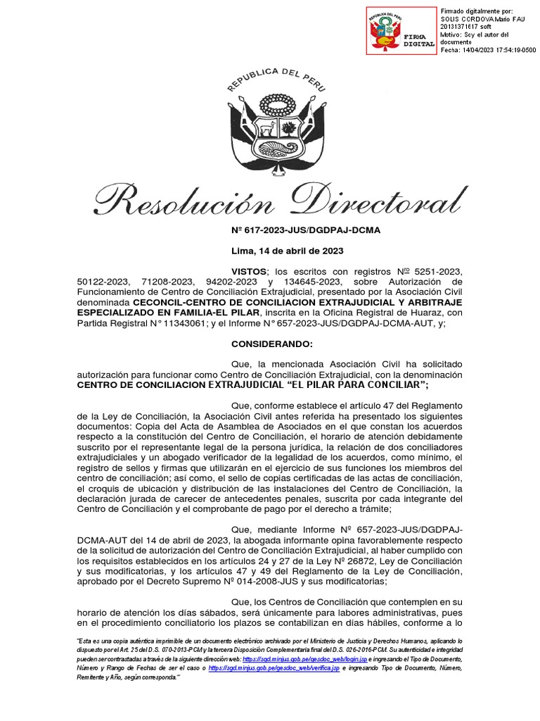 RD 617-2023 - Reg. 134645-2023 Resolucion | PDF | Principios éticos ...