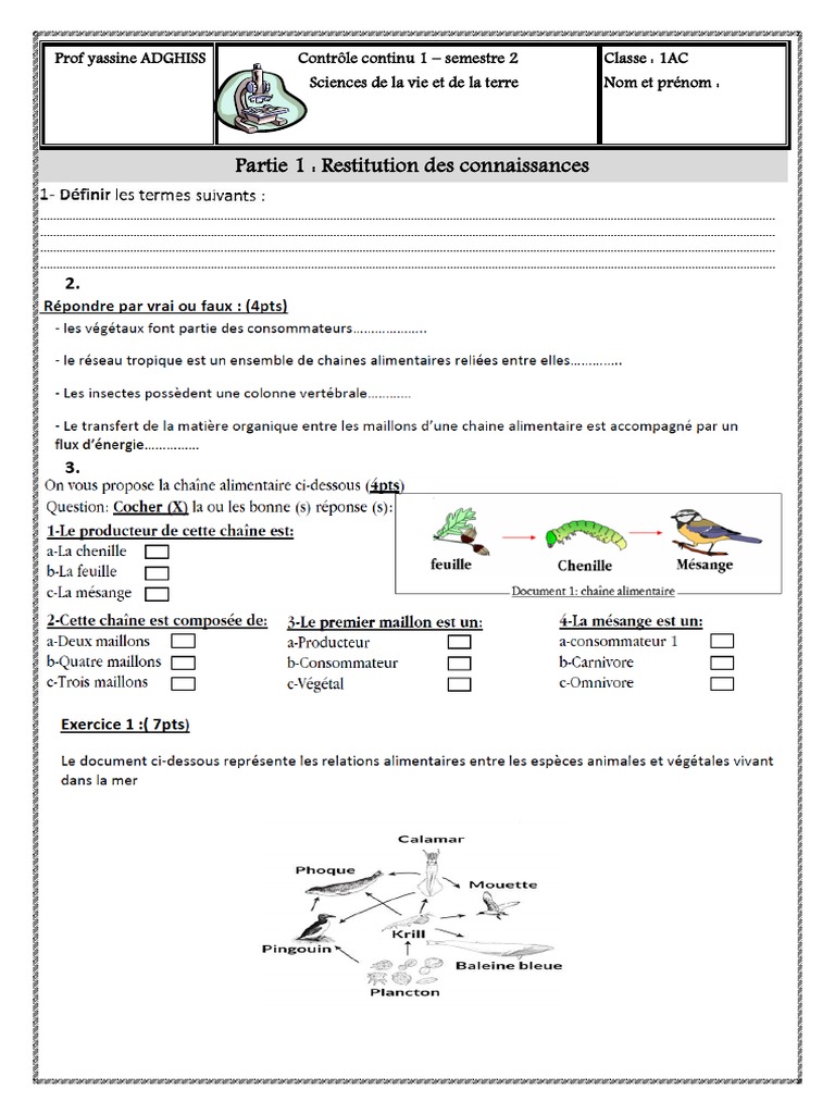 Controle 1 SVT 3 AC | PDF