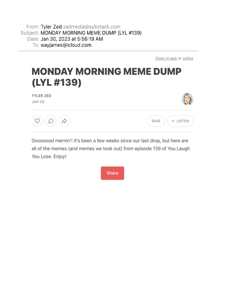 Monday Morning Meme Dump (Lyl #139) | PDF