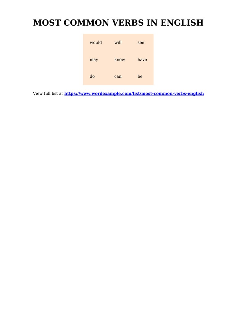Most Common Verbs English | PDF | Language Arts & Discipline