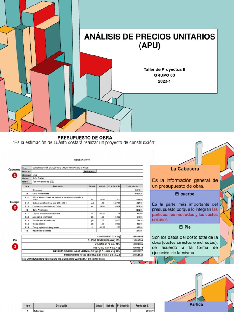 Análisis de Precios Unitarios (APU) | PDF | Presupuesto | Cantidad