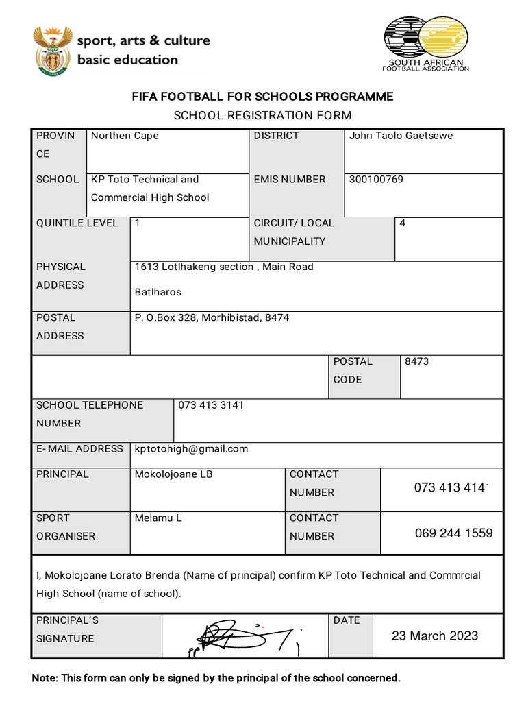 Football4Schools Registration Form-2 | PDF