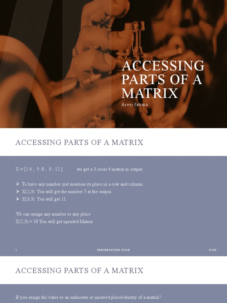 Accessing Parts of A Matrix | PDF | Matrix (Mathematics) | Linear Algebra