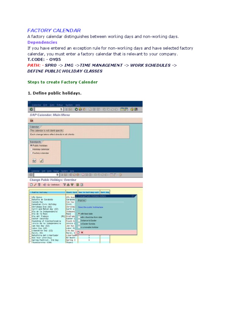 2.1 Factory Calendar | PDF