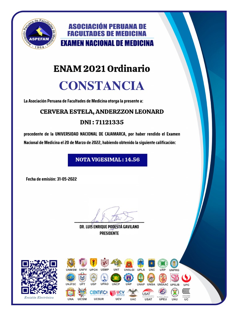 Constancia ENAM | PDF