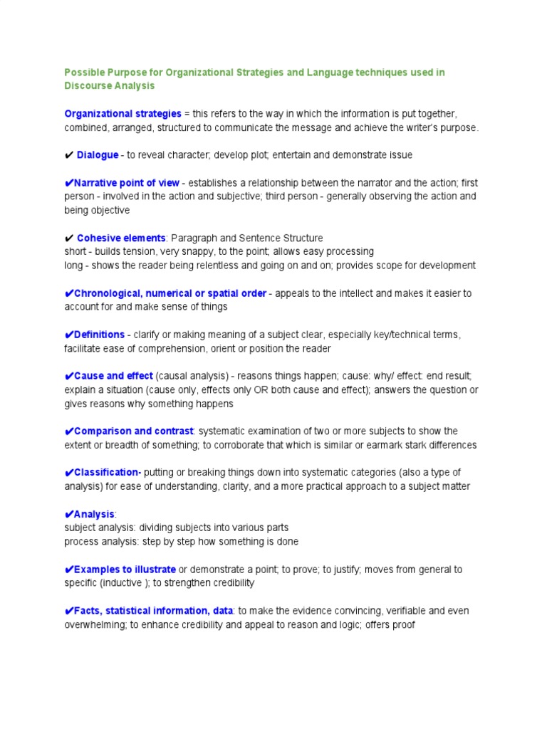 Function of Organizational Strategies and Language Techniques | PDF ...
