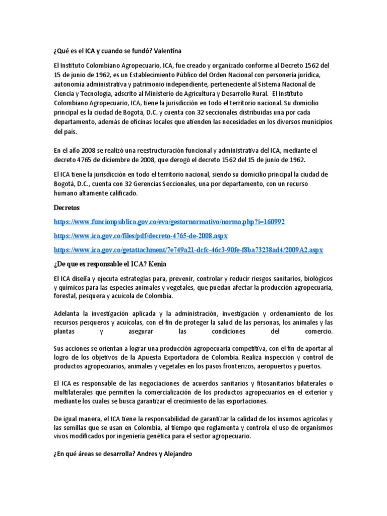 ¿Qué Es El ICA y Cuando Se Fundó? Valentina | PDF | Economias