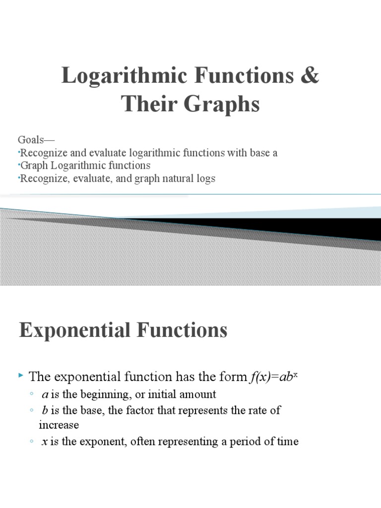 Logarithmic Functions Graphs Pdf Logarithm Function Mathematics 1721