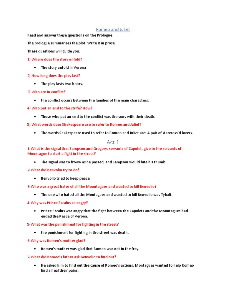 Romeo and Juliet - Act 1 | PDF | Characters In Romeo And Juliet | Romeo ...