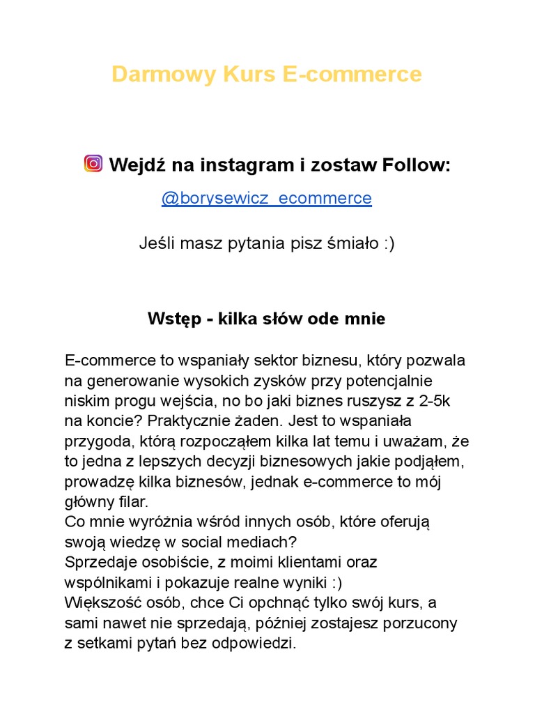 Darmowy Kurs E-Commerce | PDF