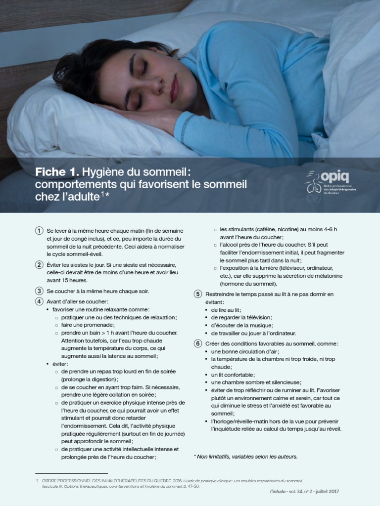 Hygiène du sommeil : conseils pratiques | PDF