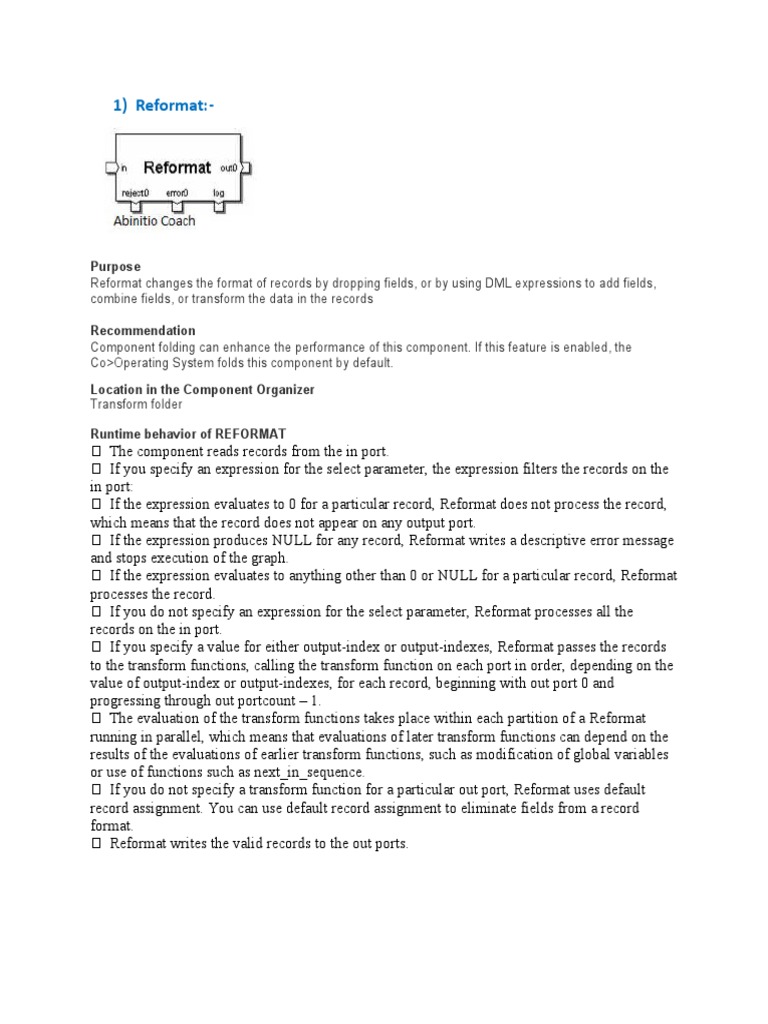 Abinitio Transform Components | PDF | Parameter (Computer Programming) | Function (Mathematics)