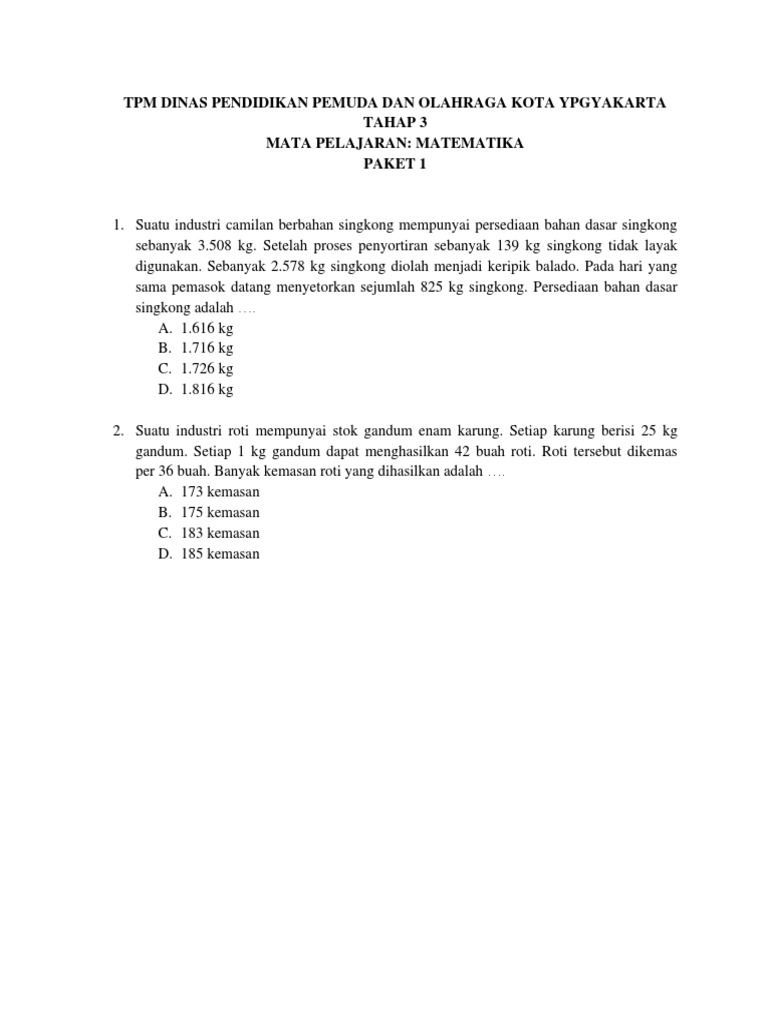 TPM 3 Paket 1 Literasi Numerasi | PDF