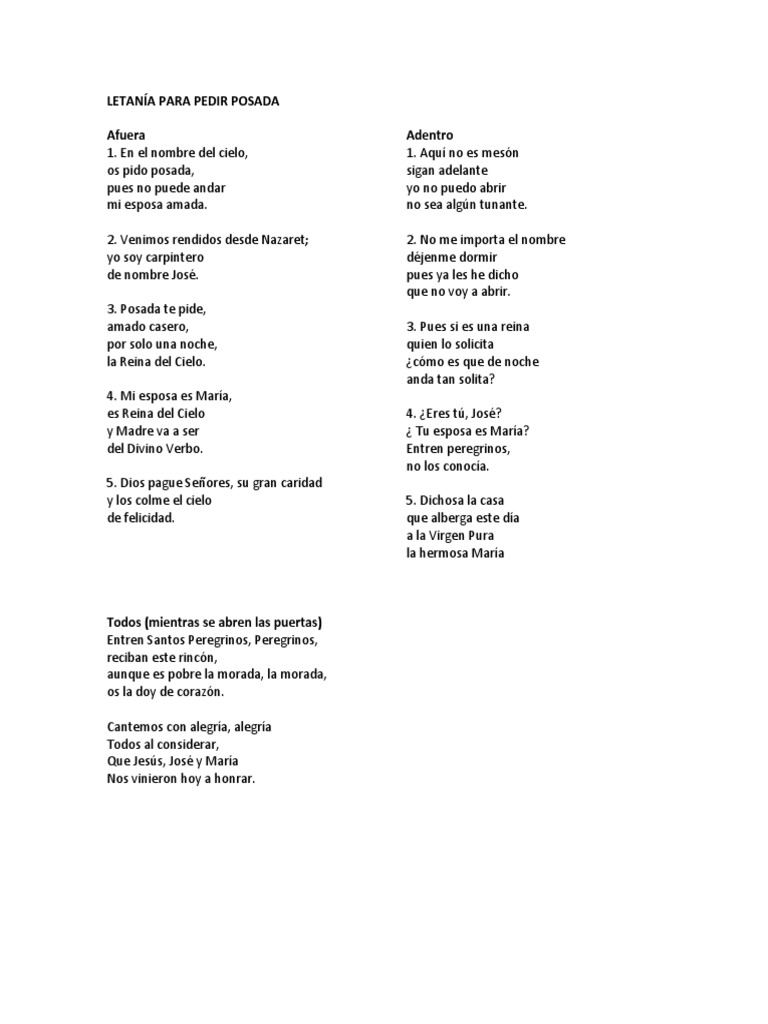 Letanía para Pedir Posada | PDF
