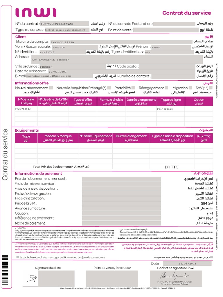 Contrat Inwi | PDF