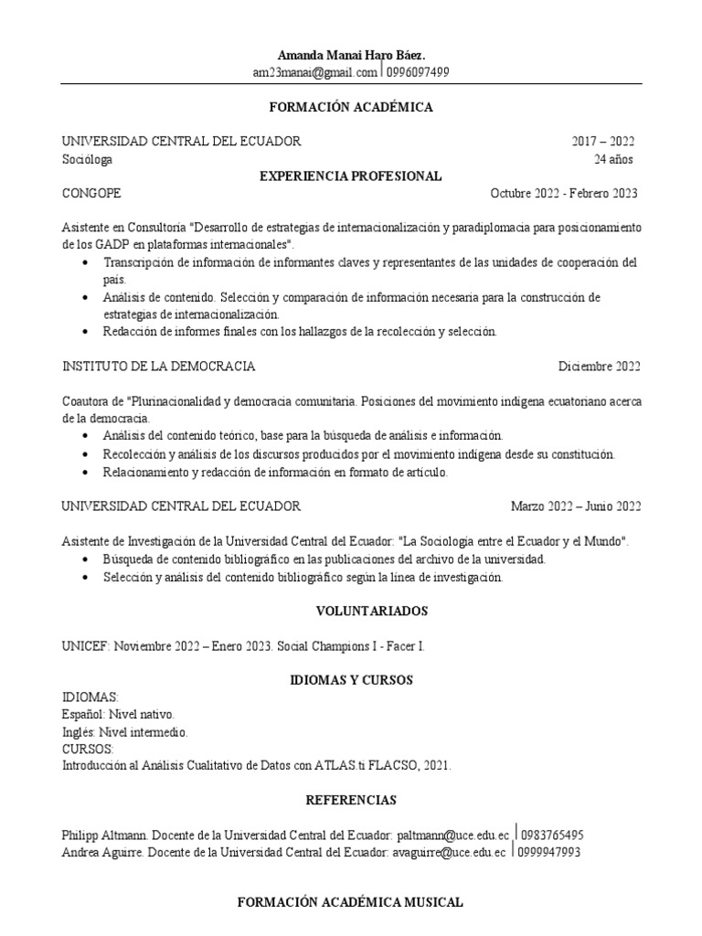 CV. Amanda Haro B. | PDF | Ecuador