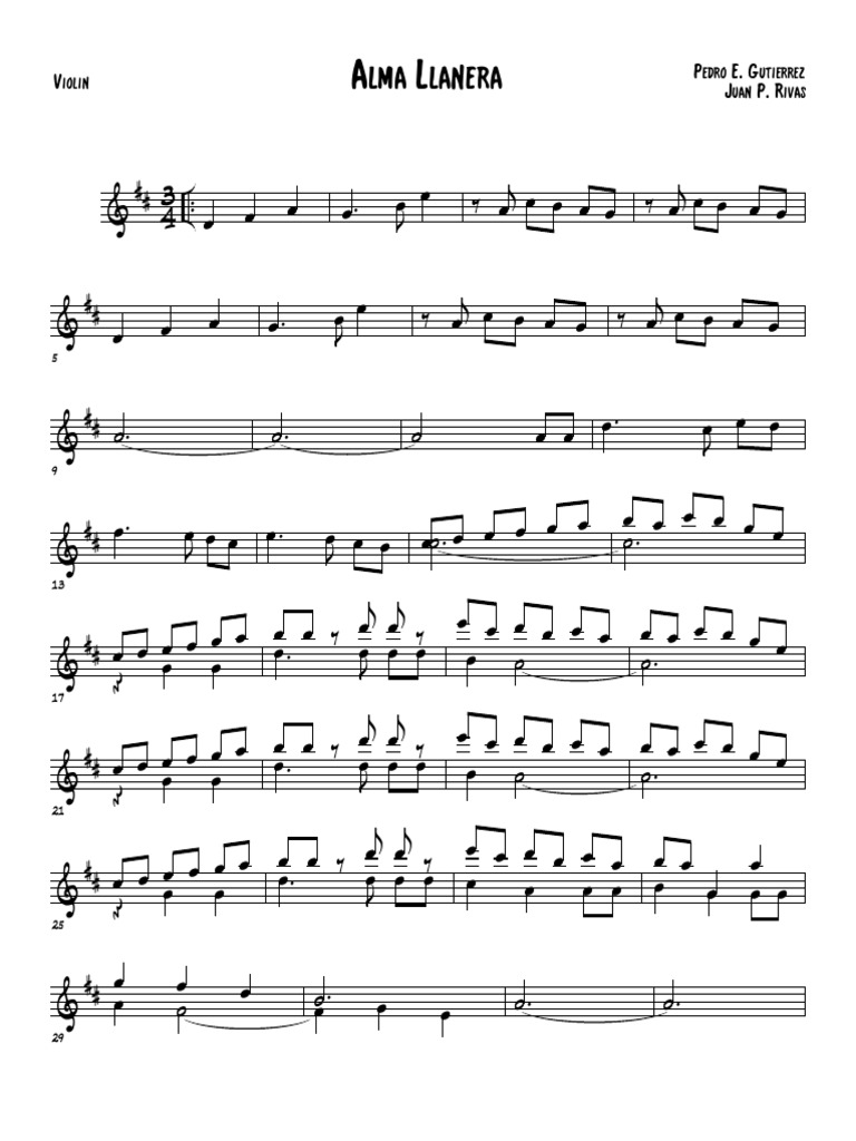Alma Llanera - Violin | PDF