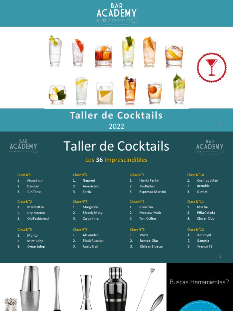 Taller de cocteleria BAR ACADEMY 2022 (1) | PDF
