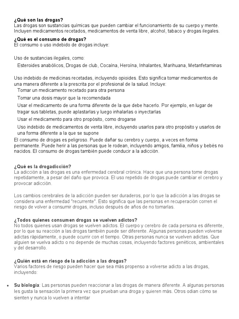 Qué Son Las Drogas | PDF | La dependencia de sustancias | Drogas