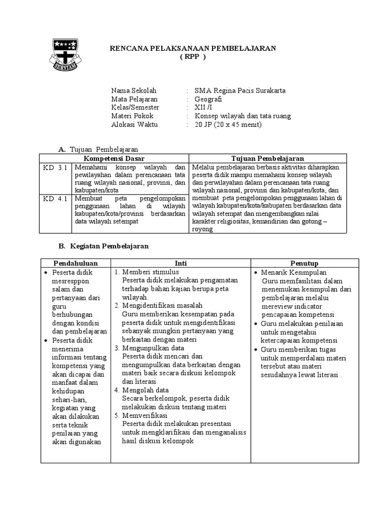 1.Rpp Konsep Wilayah Dan Tata Ruang 2021 | PDF