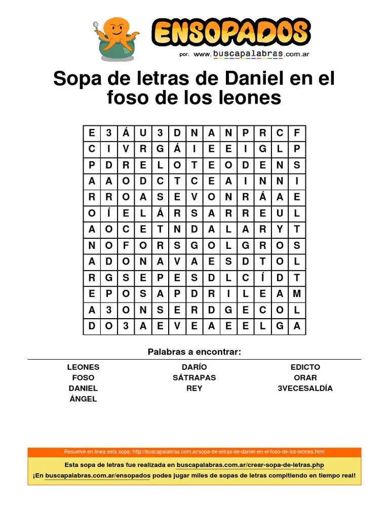 Sopa de Letras de Daniel en El Foso de Los Leones | PDF