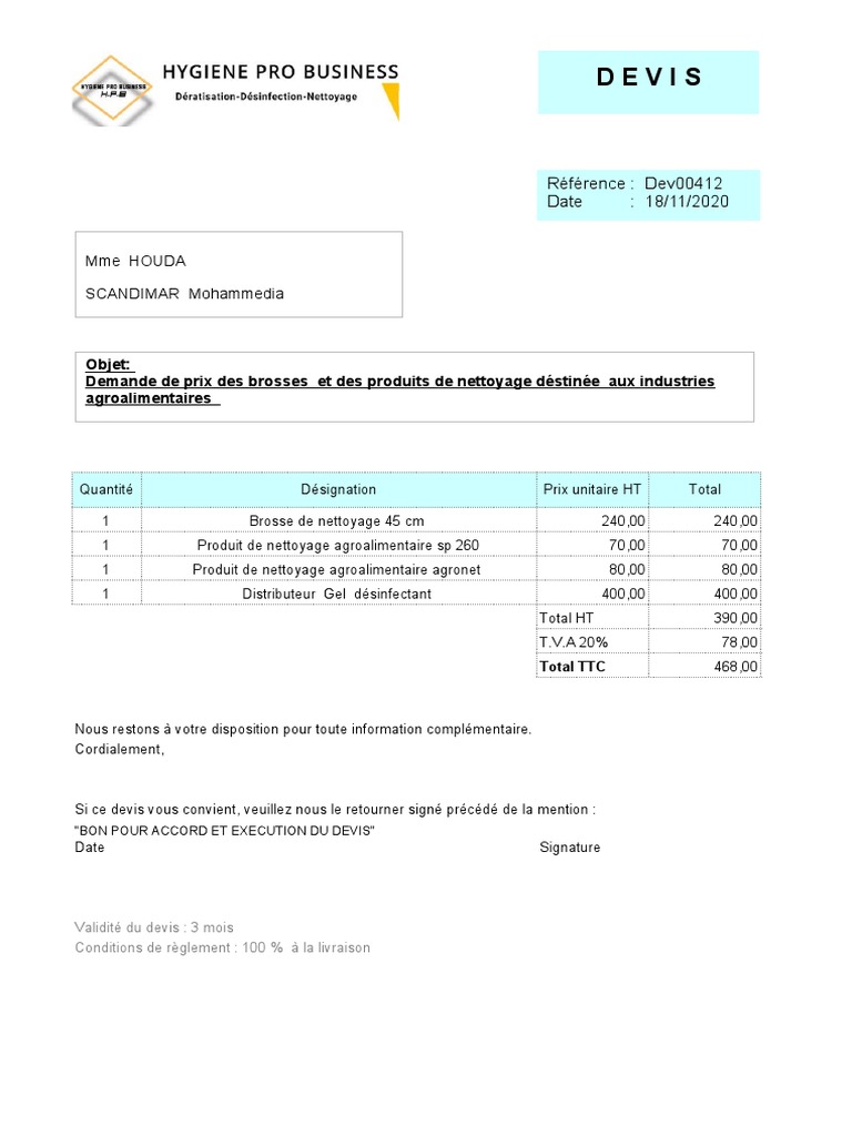 Modele Devis Excel | PDF