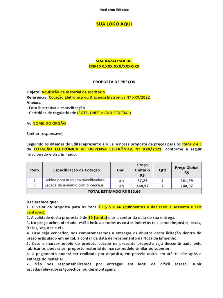 Modelo de Proposta | PDF