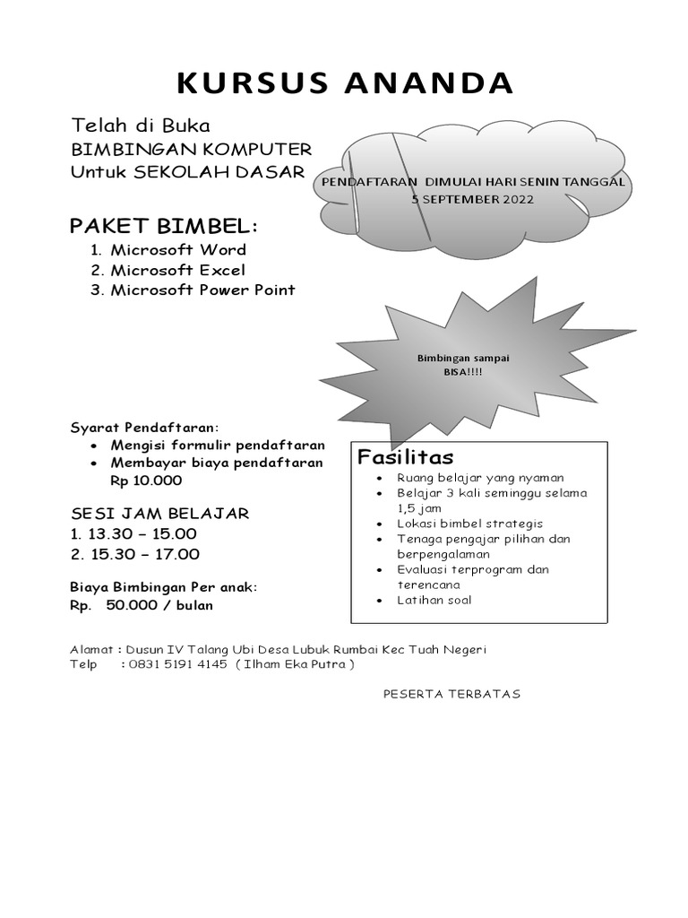 Brosur Bimbingan Belajar SD Komputer | PDF
