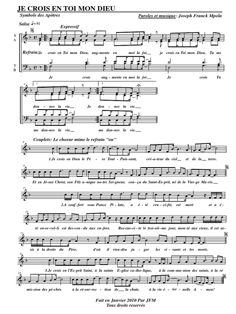 Je Crois en Toi Mon Dieu | PDF