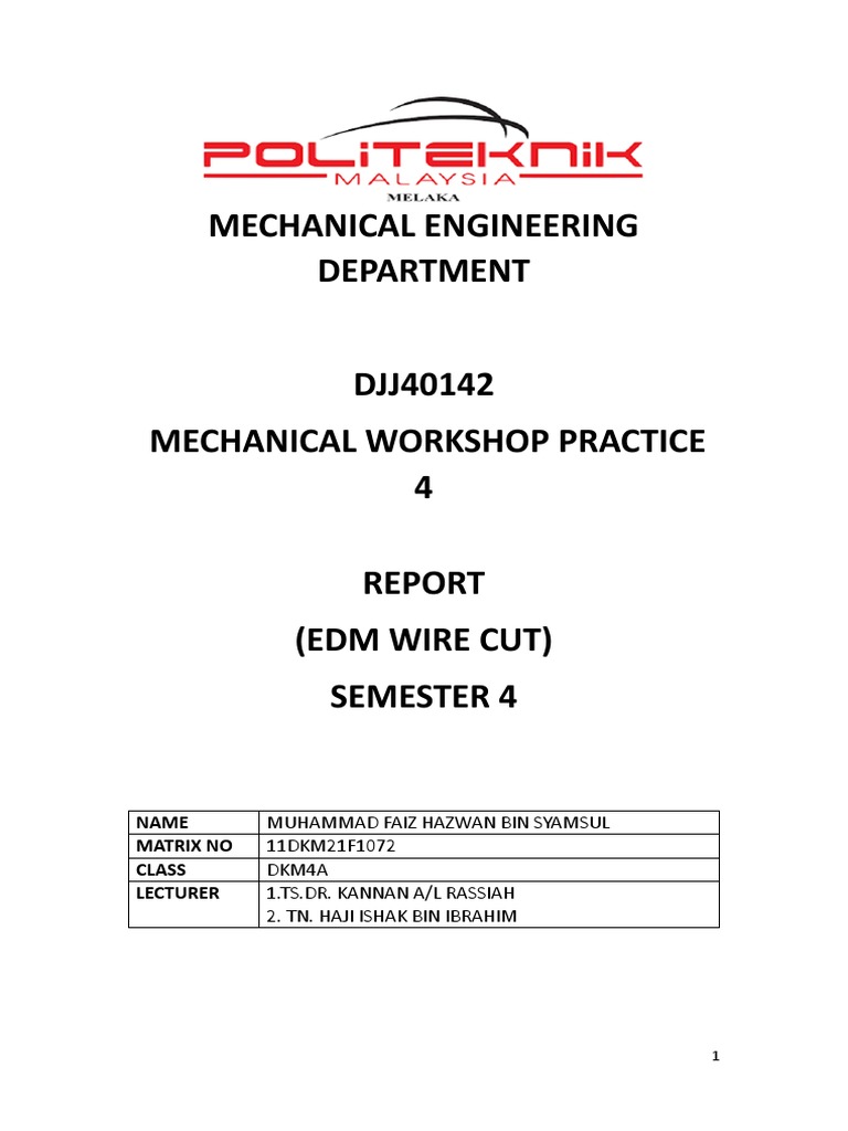 Report Edm Wire Cut | PDF | Numerical Control | Secondary Sector Of The Economy
