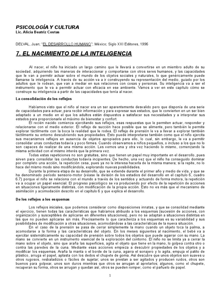 Desarrollo humano según Juan Delval | PDF | Experiencia | Percepción visual